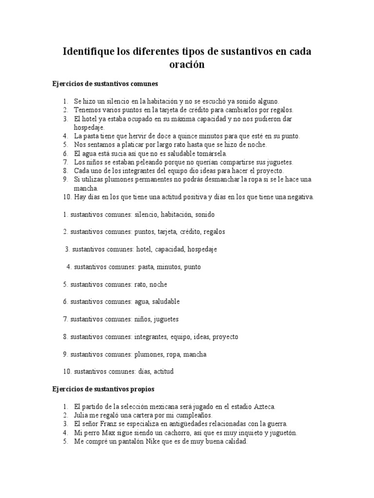 Identificación de Sustantivos | PDF | Cocina, comidas y vino
