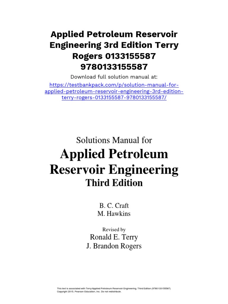Applied Petroleum Reservoir Engineering 3rd Edition Terry Solutions ...