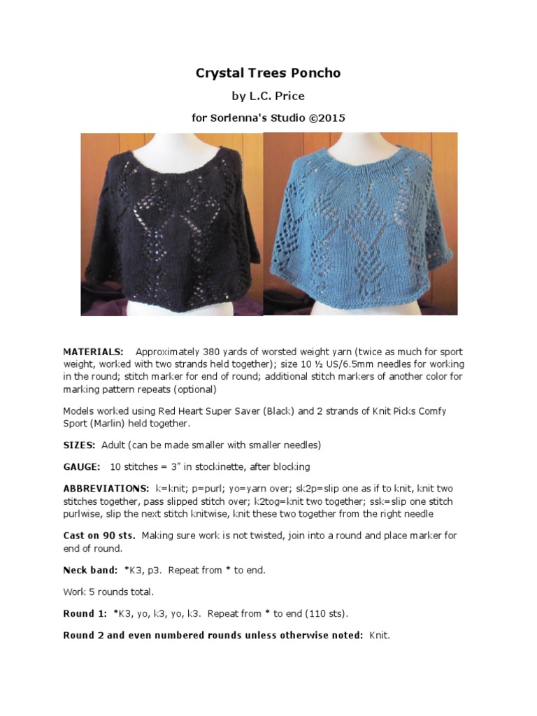 Crystal Trees Poncho | PDF | Knitting | Wool