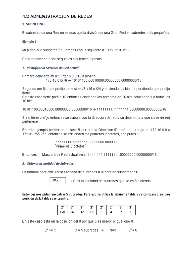 Subneting Practica N - 9 - Redes | PDF | Dirección IP | Protocolos de capa de red