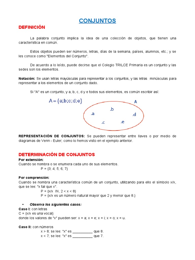 Ejercicios de Conjuntos para Tercer Grado | PDF | Conjunto (Matemáticas ...