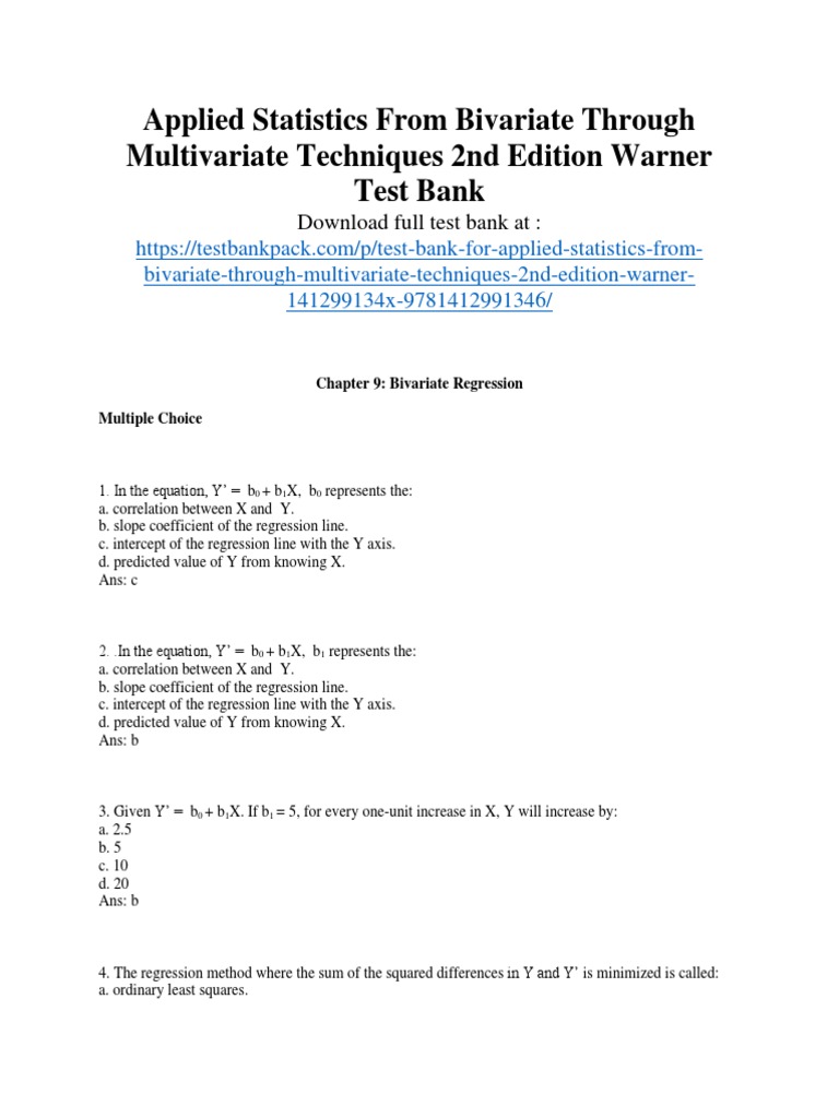 Applied Statistics From Bivariate Through Multivariate Techniques 2nd ...