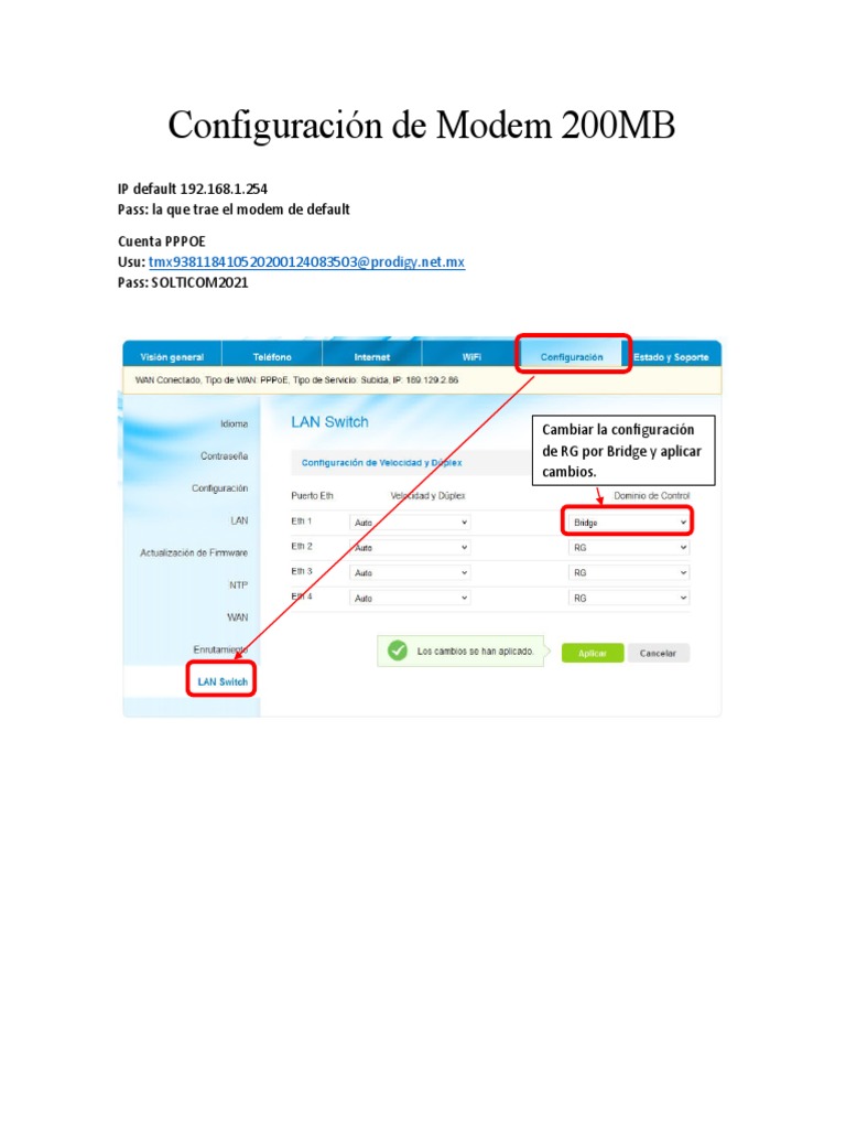 Configuración de Modem 200MB Telmex | PDF