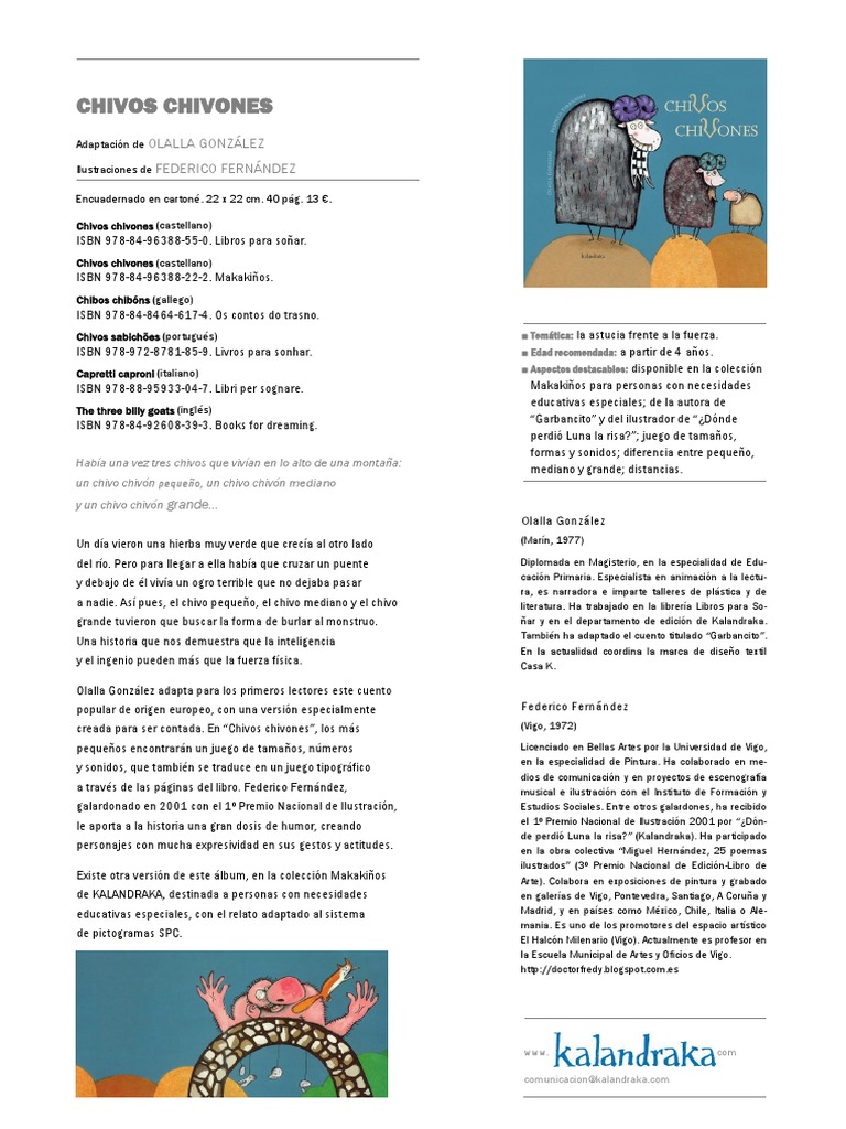 Cuento de los Chivos Chivones | PDF | Arte | Clásicos