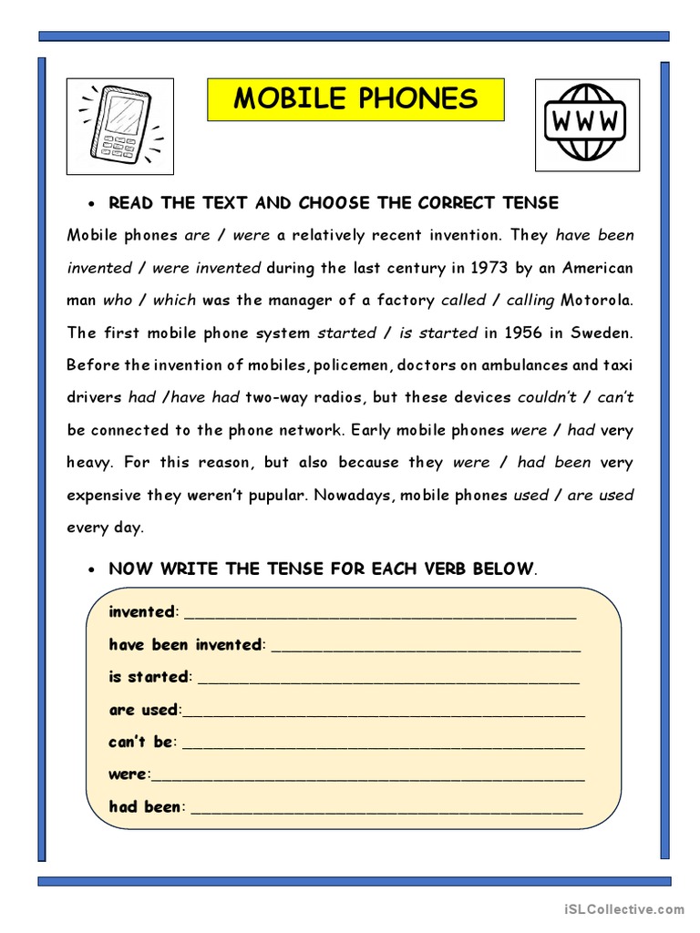 Mobile Phones - Past Tenses | PDF