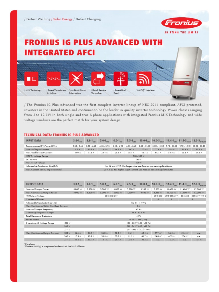 SE DS Fronius IG Plus Advanced US EN | PDF | Power Inverter | Alternating Current