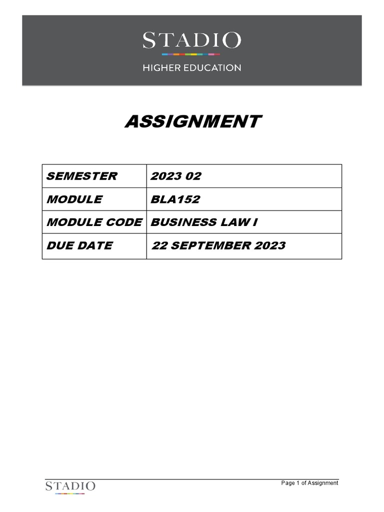 BLA152 2023 02 Assignment | PDF