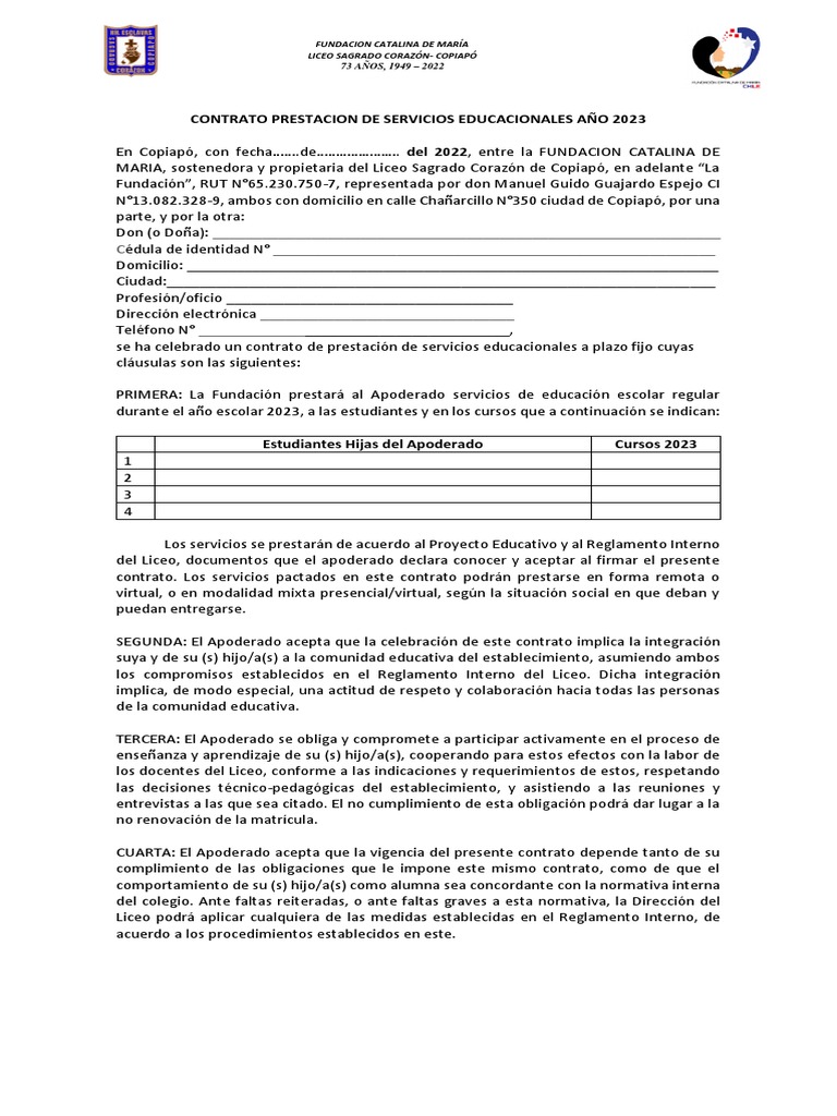 Contrato Educativo Año 2023 Mge | PDF | Enseñando