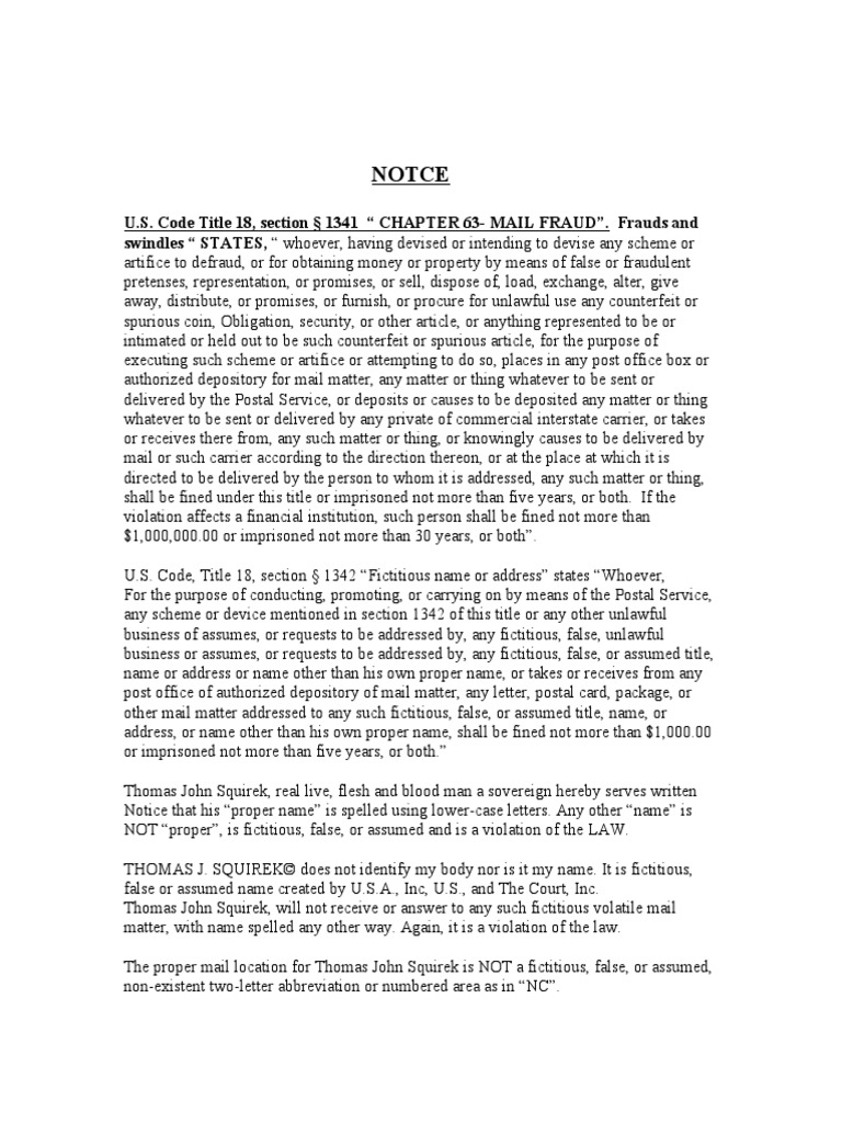 Notice Mail Fraud | PDF | Mail And Wire Fraud | Government