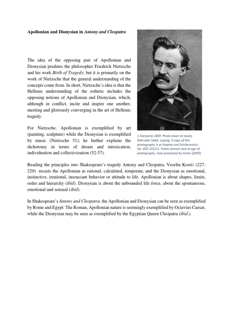 Apollonian and Dionysian in Antony and Cleopatra | PDF | Cleopatra ...