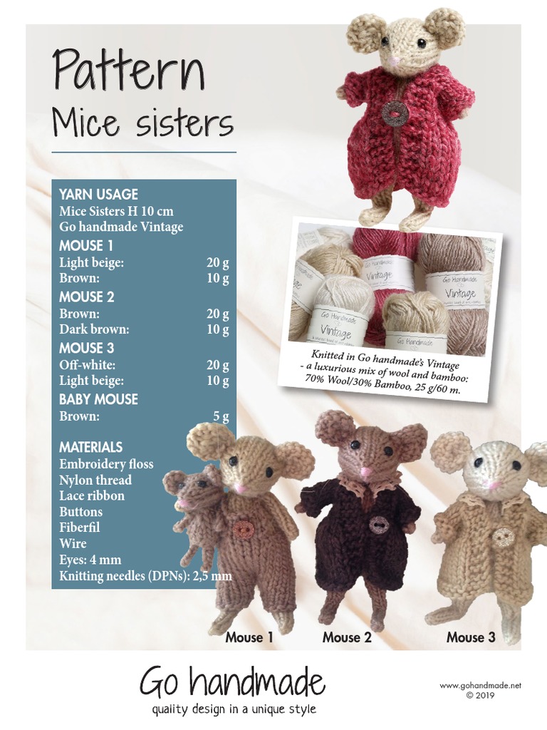 Uk Mice Sisters Booklet | PDF | Knitting | Yarn