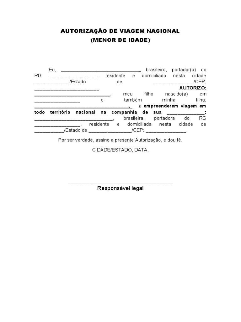 Autorização de Viagem Nacional de Menor | PDF Autorização de Viagem Nacional de Menor | PDF