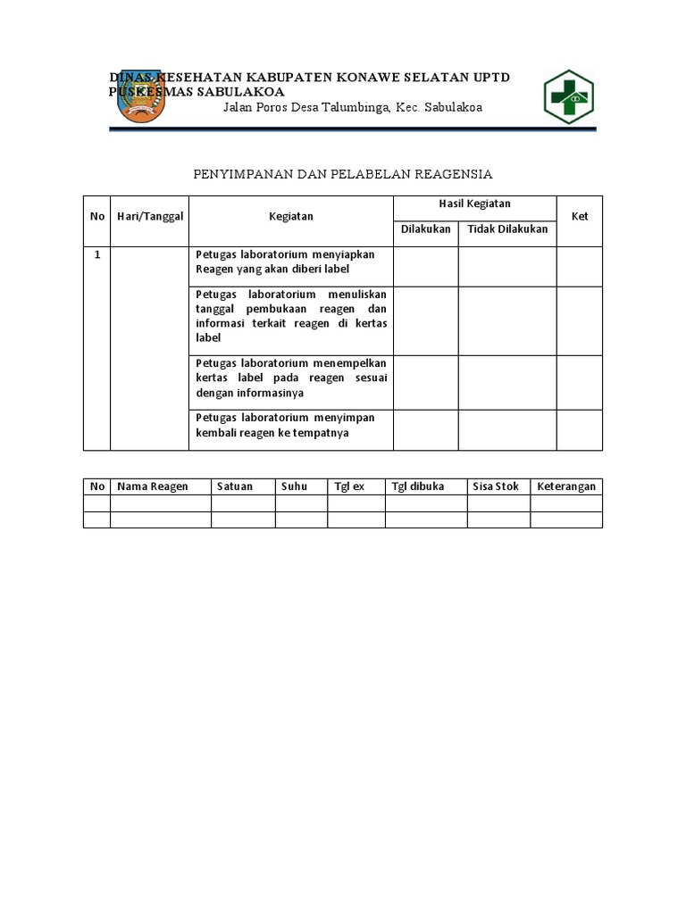 Bukti Penyimpanan Dan Pelabelan Reagensia | PDF