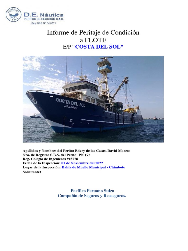COSTA DEL SOL, Informe de Peritaje, Flote, Set, Nov 2022 | PDF | Tecnología