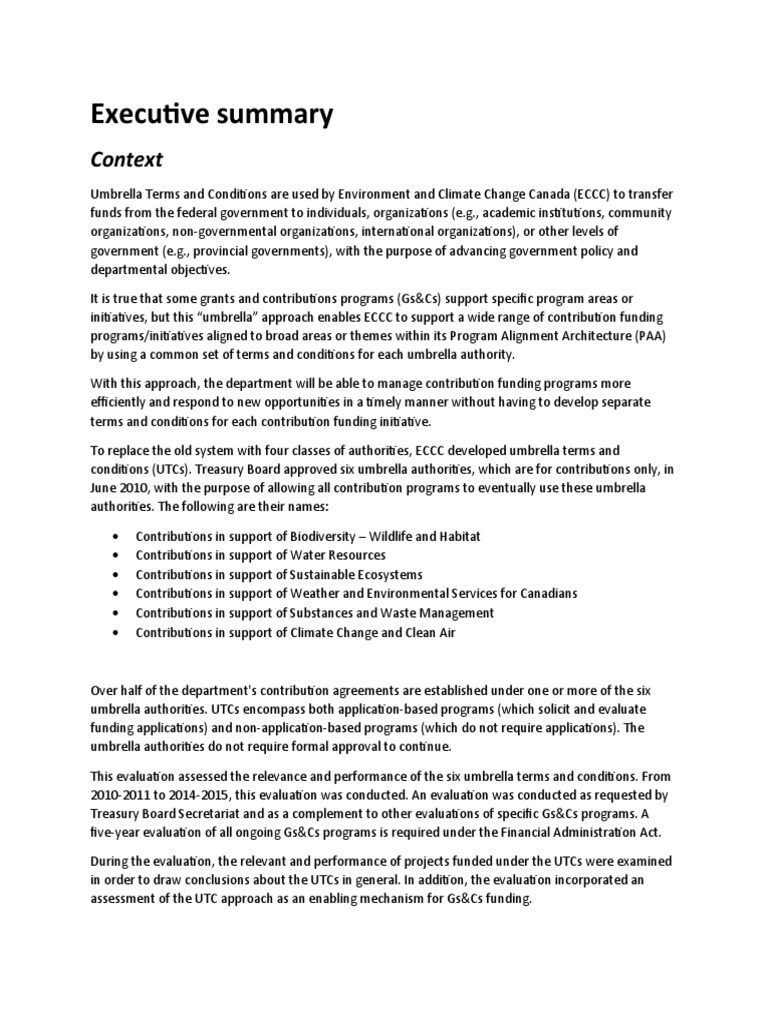 Executive Summary Revision | PDF | Evaluation | Natural Environment