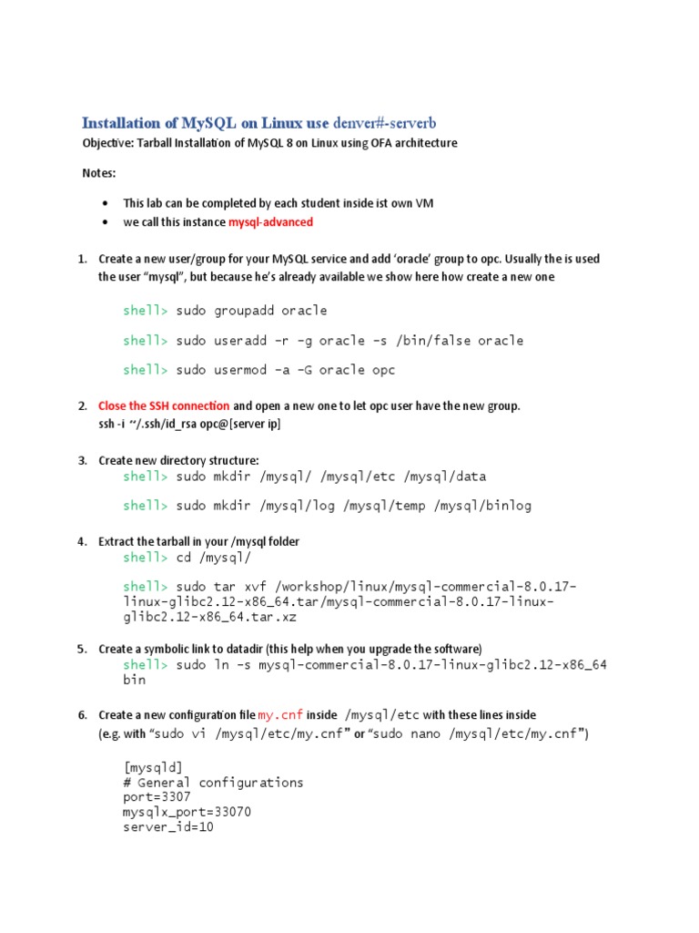 Installation of MySQL On Linux Sample | PDF | My Sql | Sudo