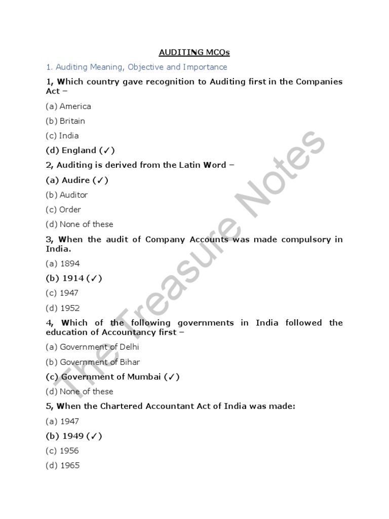 AUDITING MCQs Paart 2 | PDF