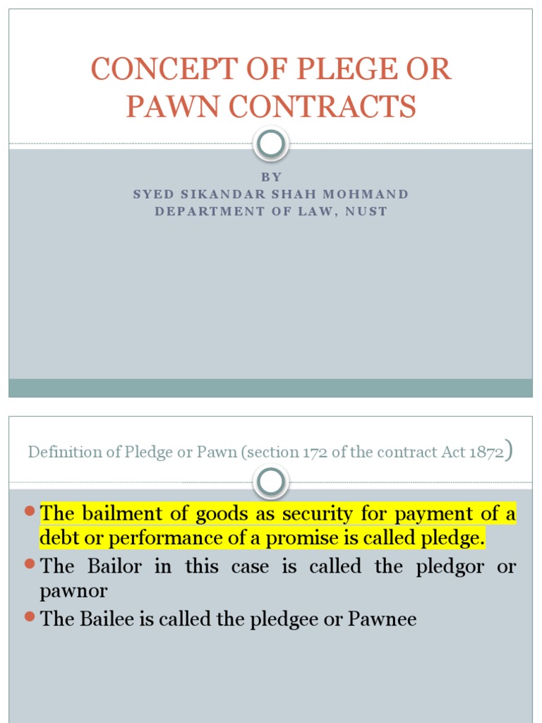 2 Contract of Pledge or Pawn 5th | PDF