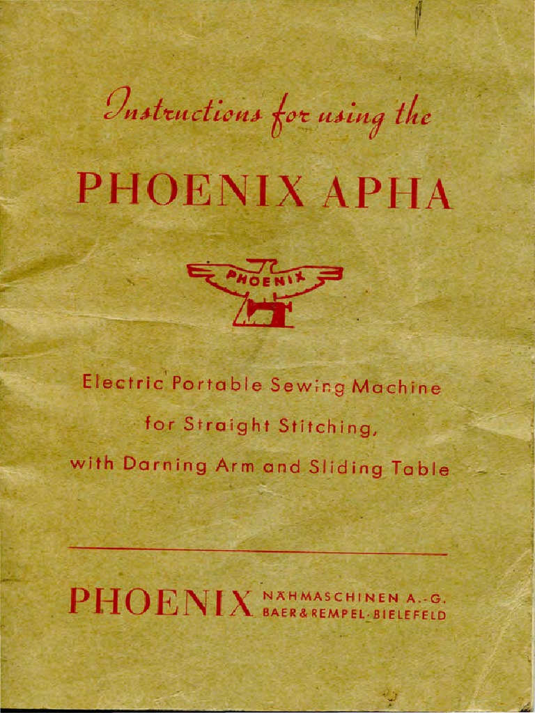 Anker PHoenix Adler - APHA - User Manual | PDF | Textiles | Machines