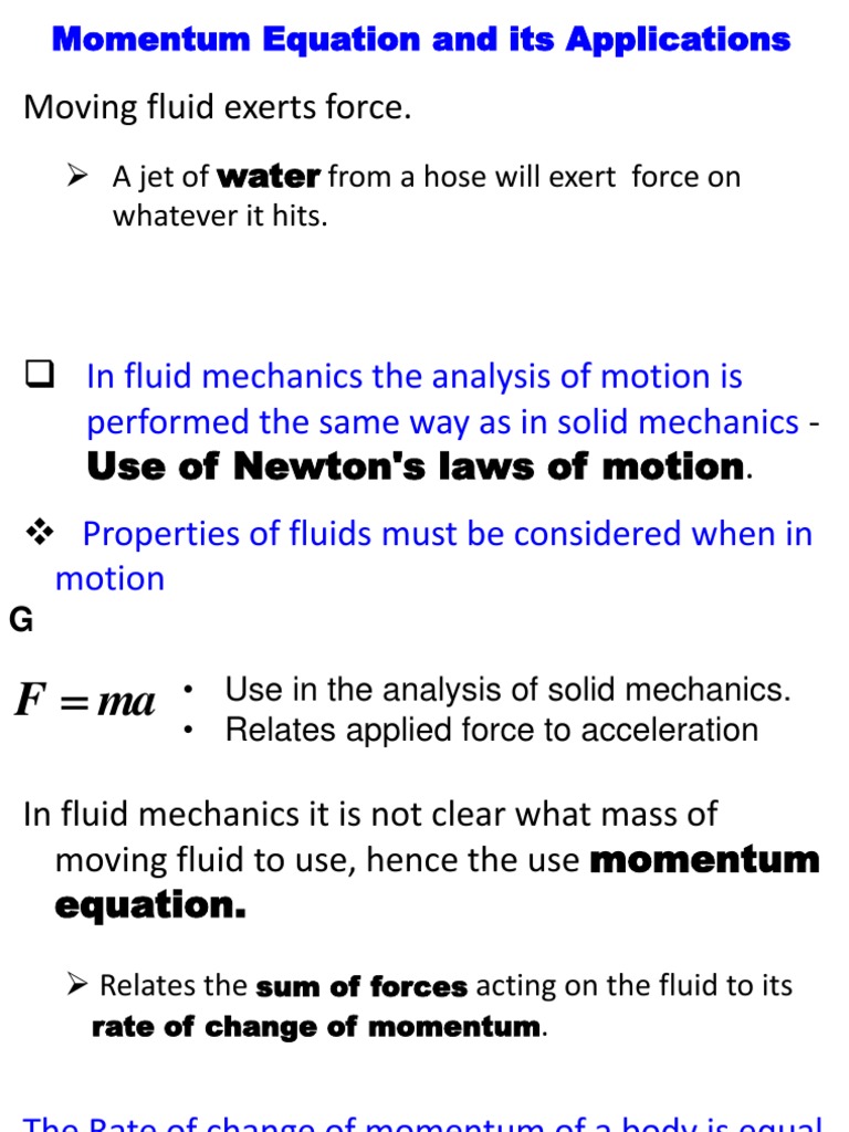 Fluid Mechanics: Momentum Equation | PDF