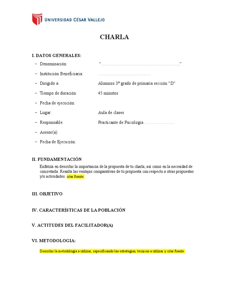 Formato de CHARLA | PDF