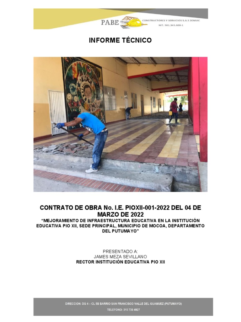 INFORME TECNICO DE OBRA - Pabe | PDF | Finanzas y dinero