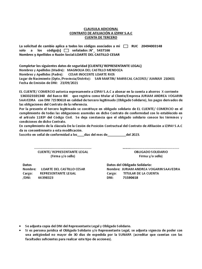 Formato Adenda para Llenar 5437166 | PDF