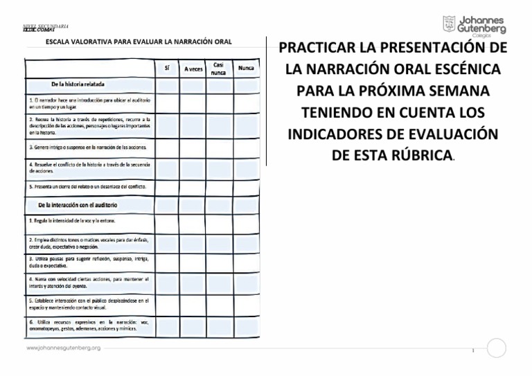 Rúbrica de La Narración Oral-Leyenda o Mito | PDF