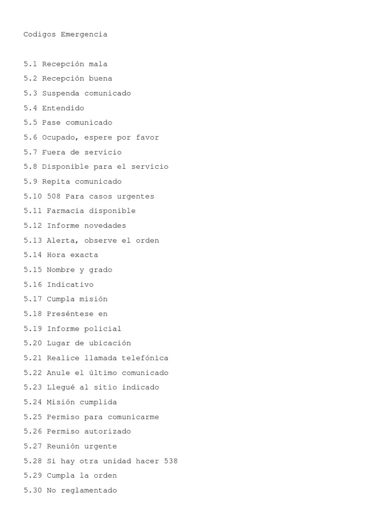 Codigos de Emergencia para Radios | PDF