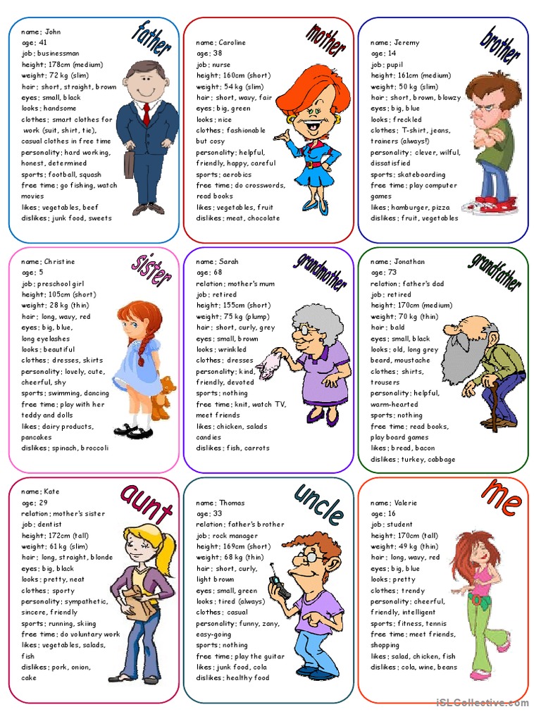 My Family (Speaking Cards) | PDF | Fashion | Foods