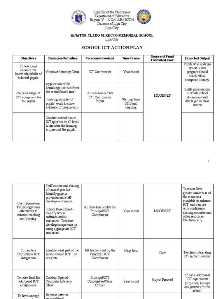Scmrmis Ict Action Plan | PDF | Information And Communications ...