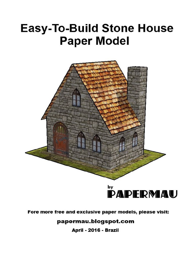 A Simple Stone House Paper Model - by Papermau - revised.2016 | PDF