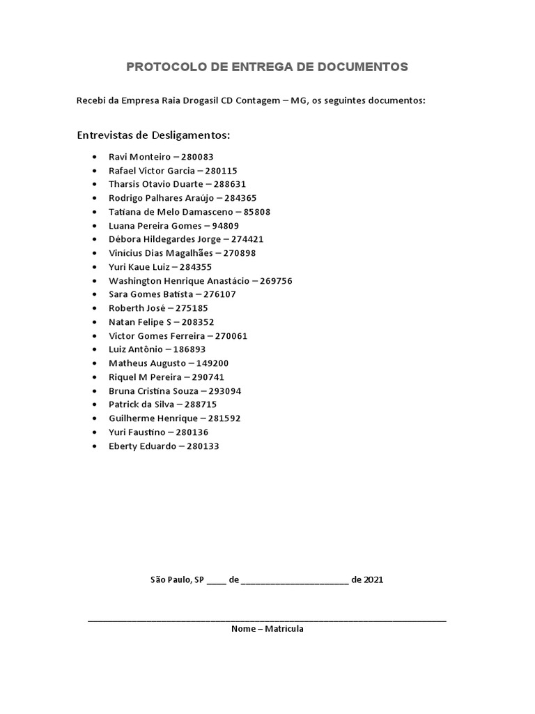 Protocolo de Entrega de Documentos | PDF