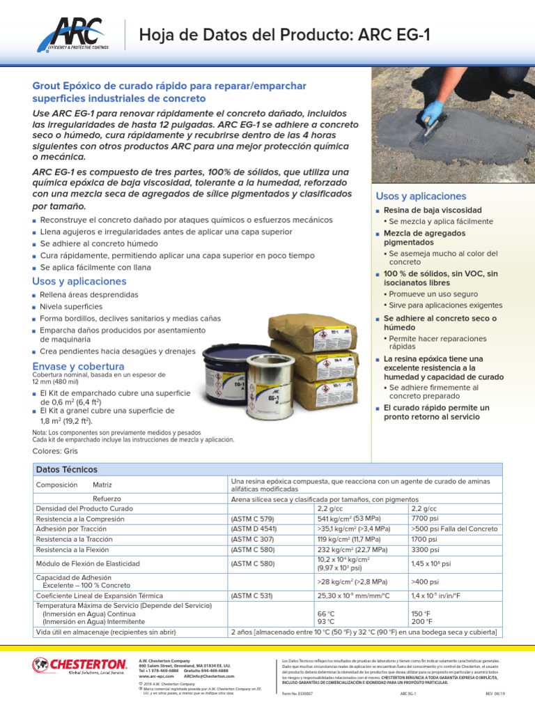 Grout Epóxico ARC EG-1 para Concreto | PDF