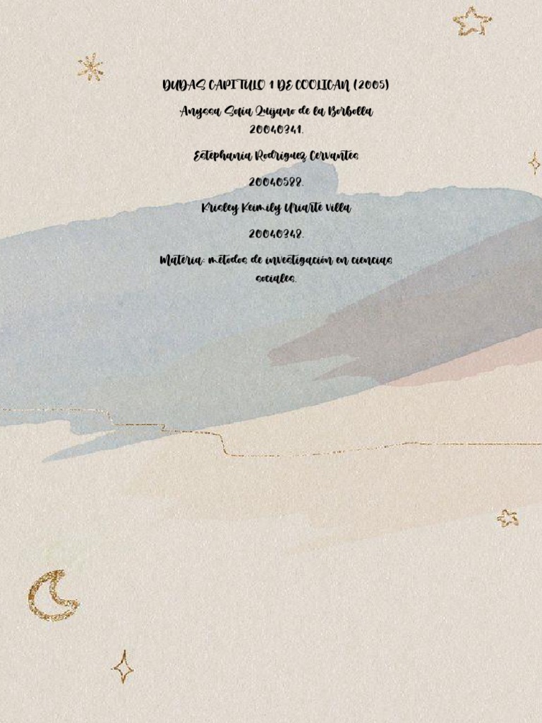 Dudas Capitulo 1 de Coolican | PDF