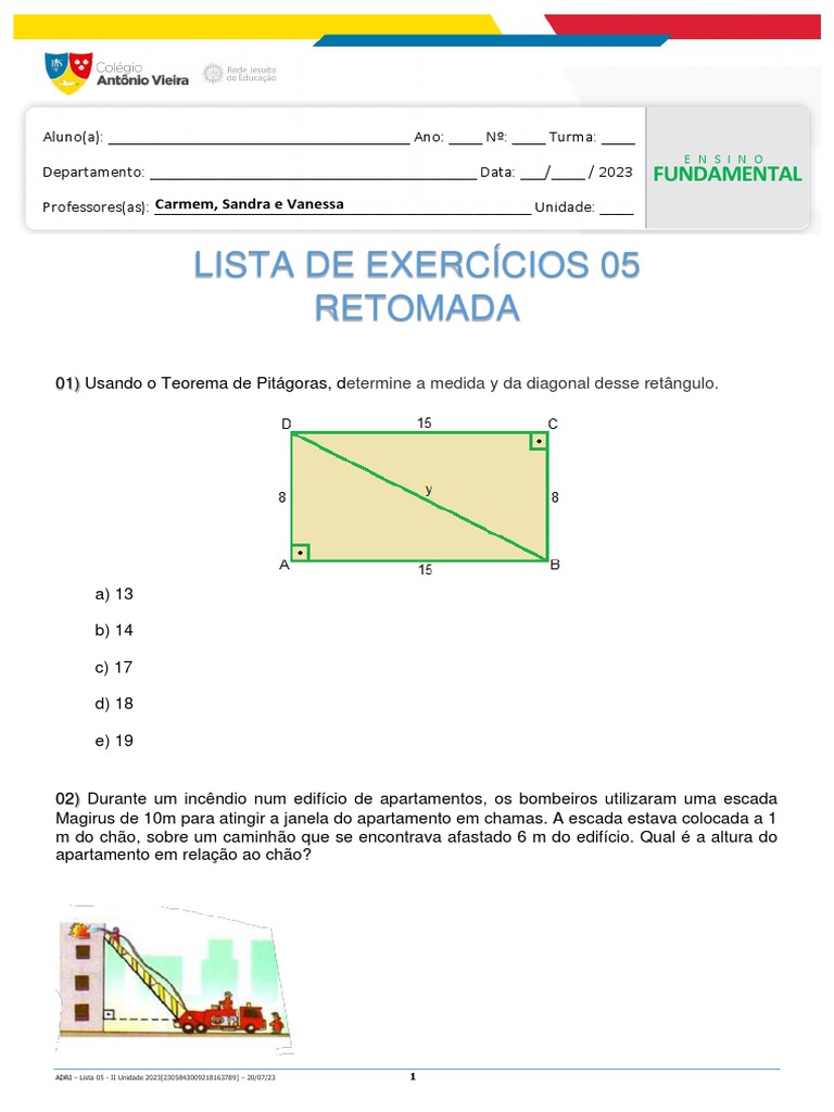 Lista 05 - II Unidade 2023 (2305843009218163789) | PDF