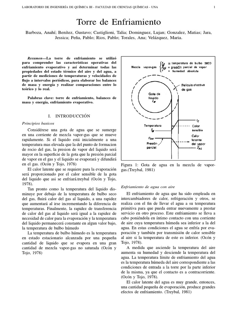 Informe Torre de Enfriamiento | PDF