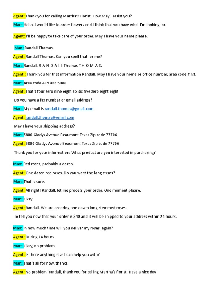 Customer Service Call Script. | PDF