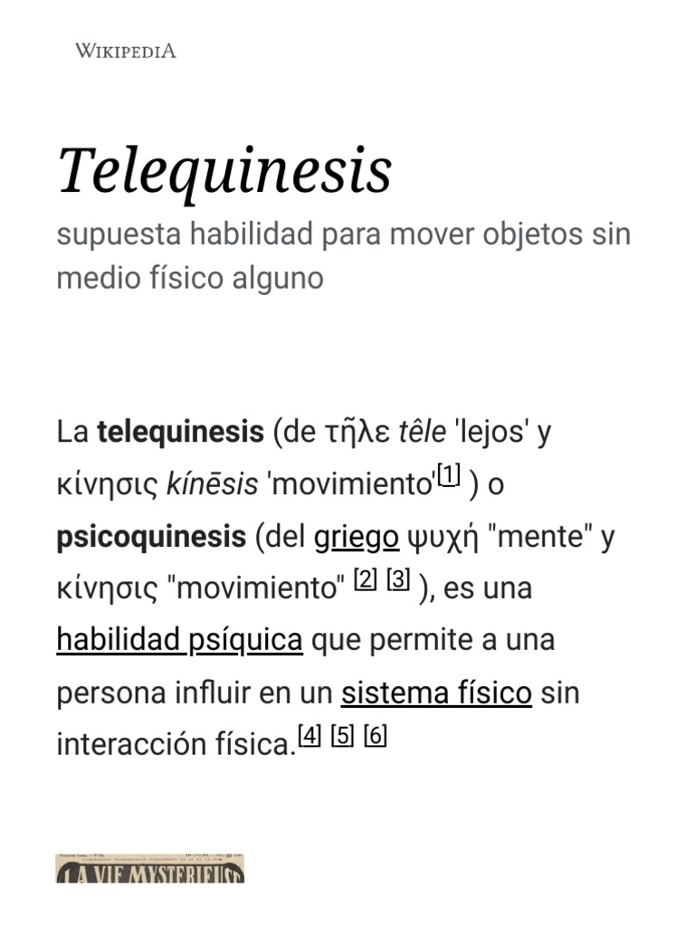 Telequinesis - Wikipedia, La Enciclopedia Libre | PDF | Forteana | Science