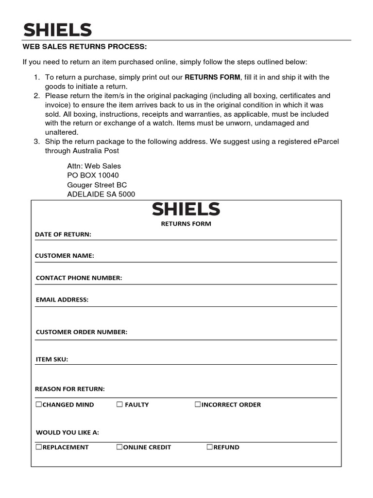 Web Sales Returns Process | PDF