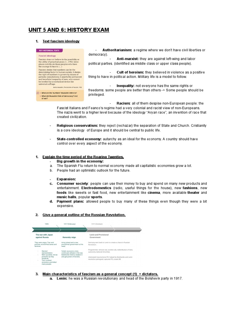 Unit 5 and 6 - History Exam | PDF