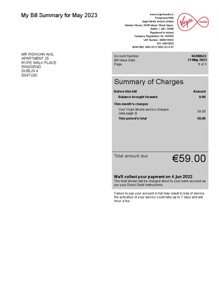 Summary of Charges: My Bill Summary For May 2023 | PDF | Debit Card ...