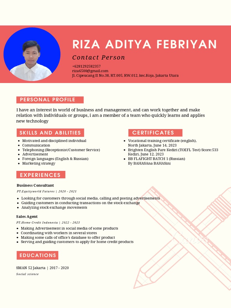 CV Riza Aditya Febriyan | PDF