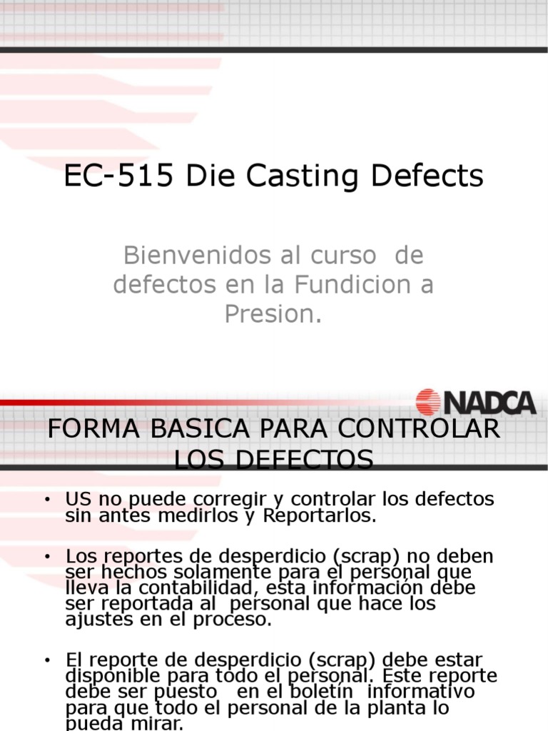 Die Casting Defects - NADCA | PDF | Temperatura | Pistón