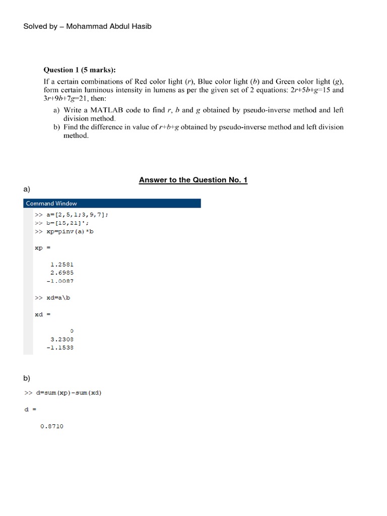 Matlab Previous Year Papers | PDF