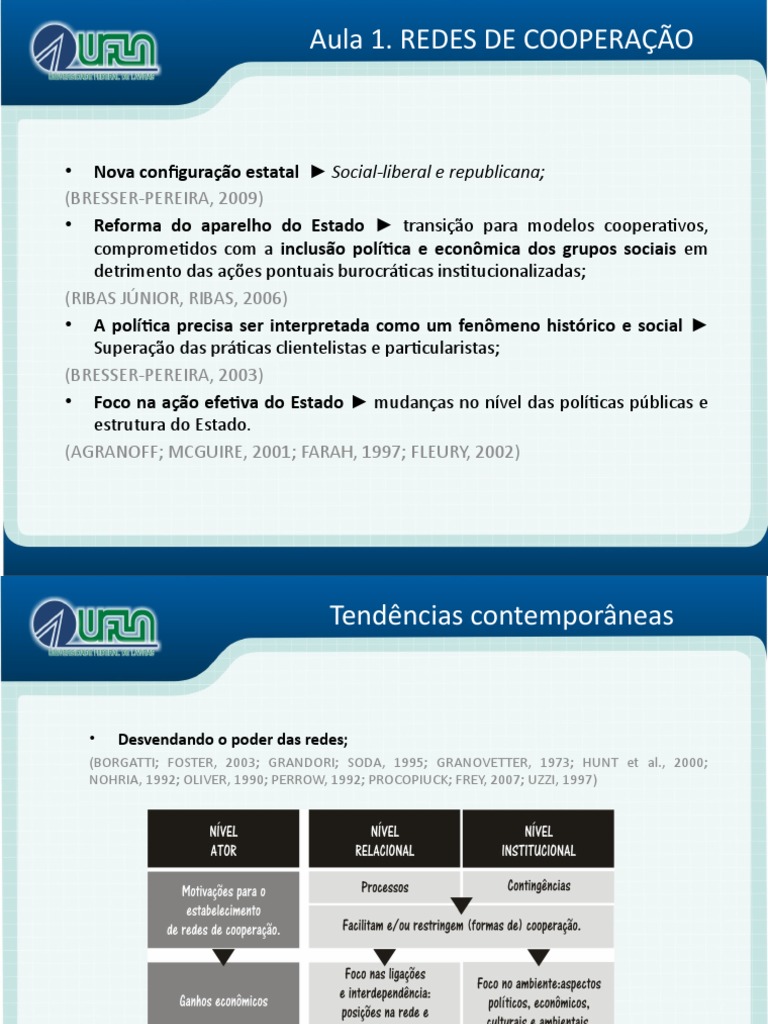 Aulas 1 2 3 4 e 5 - Redes de Cooperacao | PDF