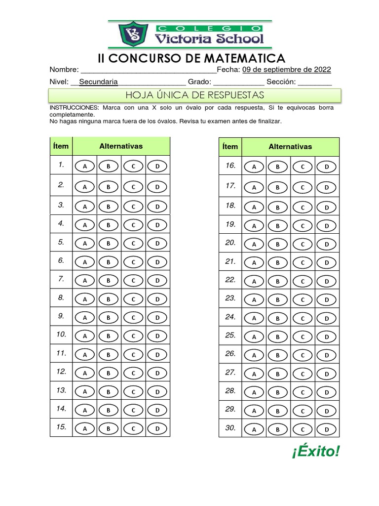 Hoja de Respuestas | PDF