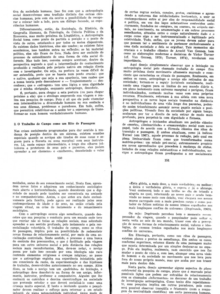 Trabalho de Campo Como Rito de Passagem (Roberto DaMatta) | PDF