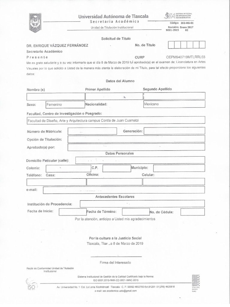 Solicitud Titulo | PDF