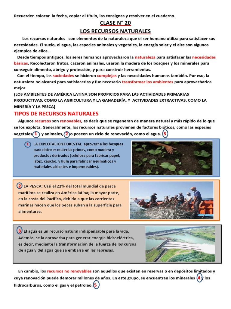 Clase N° 19 Los Recursos Naturales | PDF